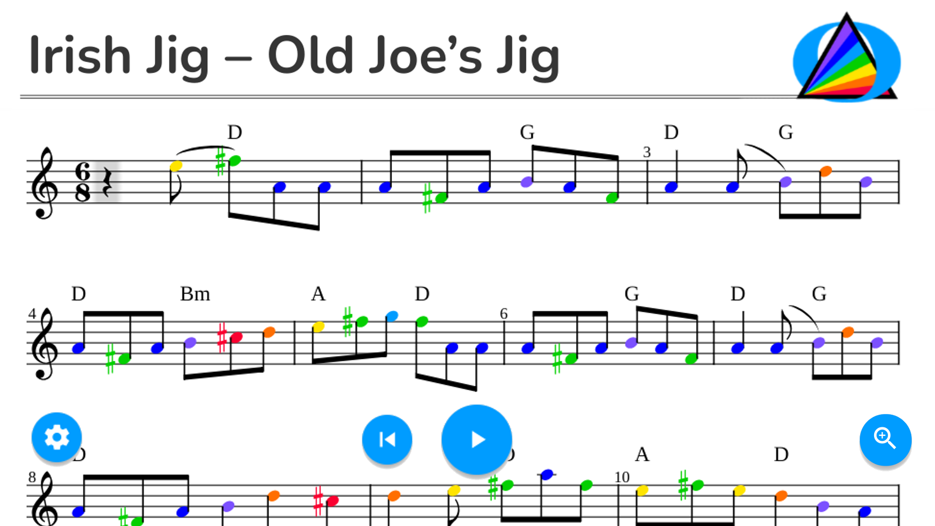 Irish Jig – Old Joe’s Jig with Chords – Prismanote
